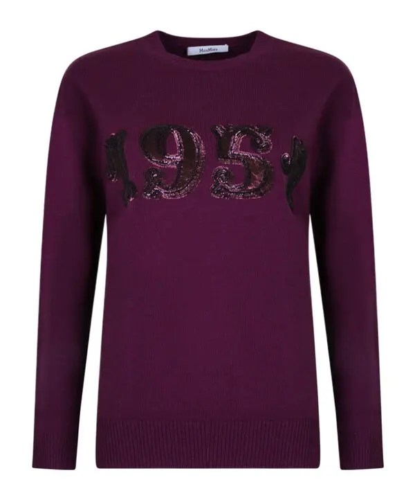 Max Mara Plata Logo Embellished Crewneck Jumper - Eggplant Color