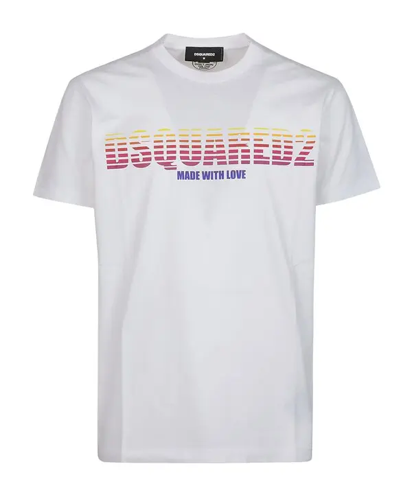 Dsquared2 Ombré-logo Printed Crewneck T-shirt