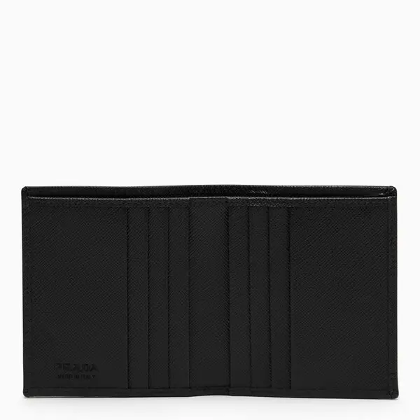 Prada Logo Plaque Bi-fold Wallet - Black