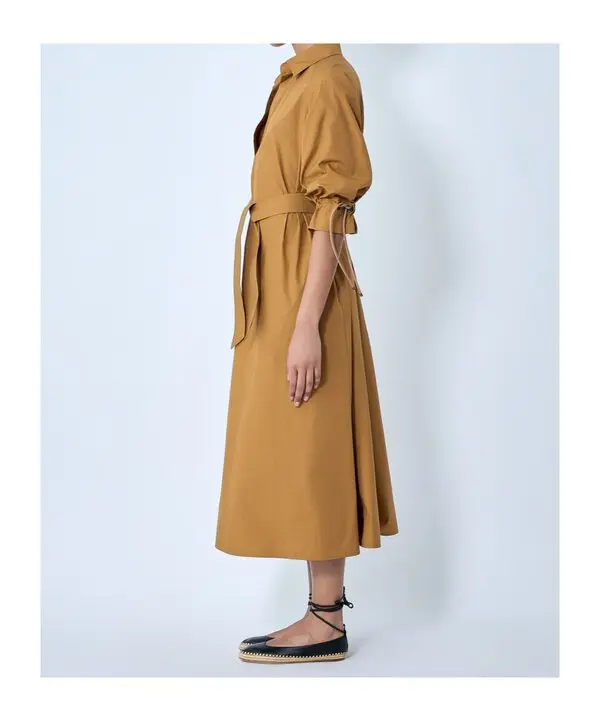 Max Mara Mirto Drawstring Sleeve Midi Dress - Camel