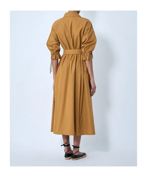 Max Mara Mirto Drawstring Sleeve Midi Dress - Camel