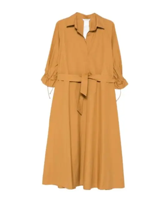 Max Mara Mirto Drawstring Sleeve Midi Dress - Camel