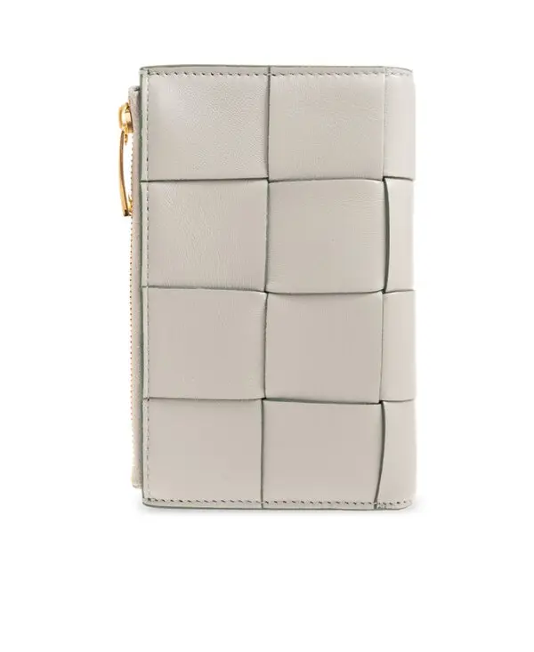 Bottega Veneta Medium Cassette Bi-fold Zip Wallet - White