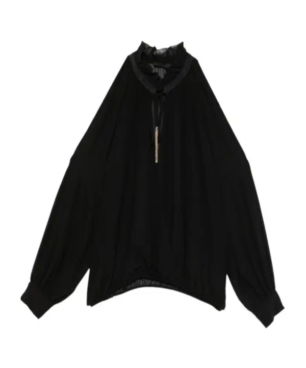 Liu Jo Long Sleeve Tasseled High Neck Blouse - Black