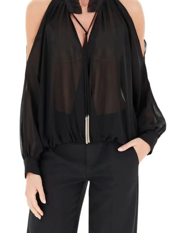 Liu Jo Long Sleeve Tasseled High Neck Blouse