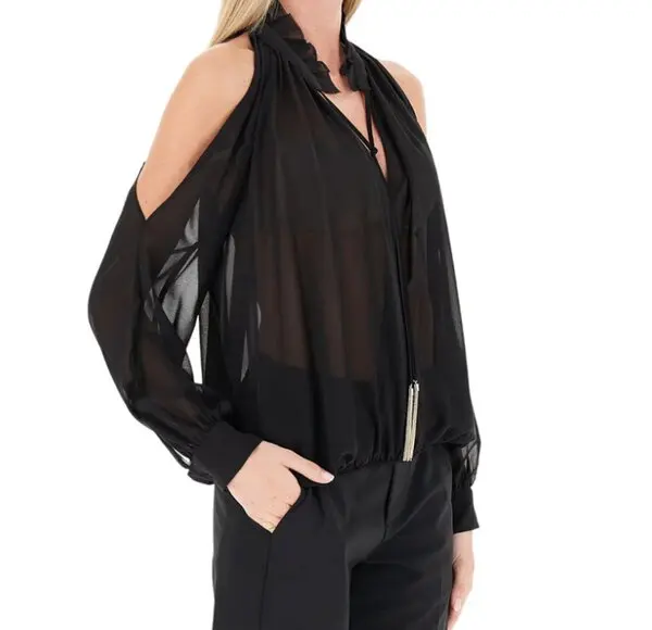 Liu Jo Long Sleeve Tasseled High Neck Blouse