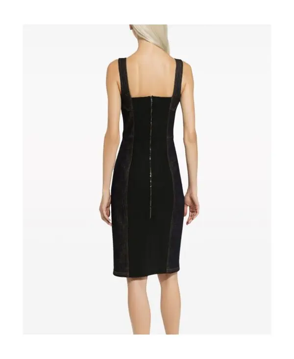 Dolce & Gabbana Sleeveless Midi Denim Dress With Logo Plaque