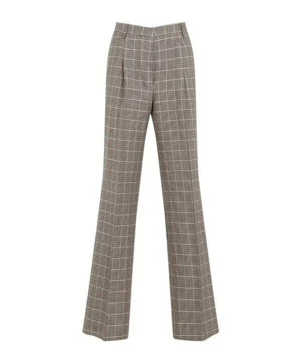 Dries Van Noten Pleated Plaid Trousers - Beige