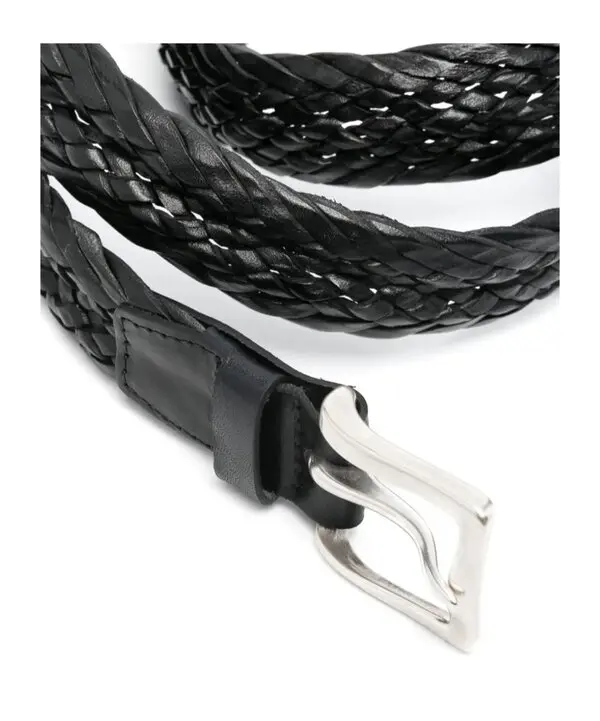 ORTIGNI Braided Leather Belt - Black
