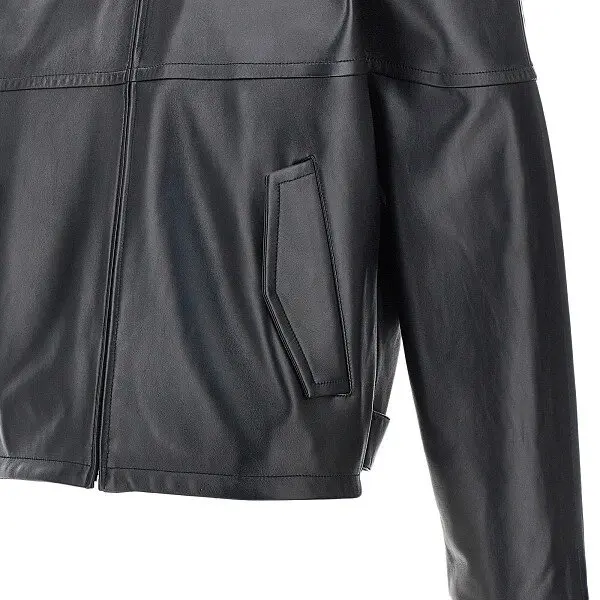 Bottega Veneta Long Sleeve Leather Jacket With Stand Collar