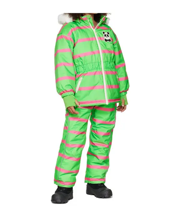 MINI RODINI Patch-detail Stripe-pattern Dungarees - Green
