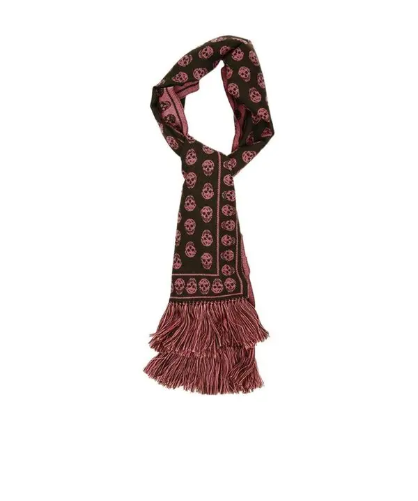 Alexander McQueen Skull Printed Tassel Scarf - Multicolor