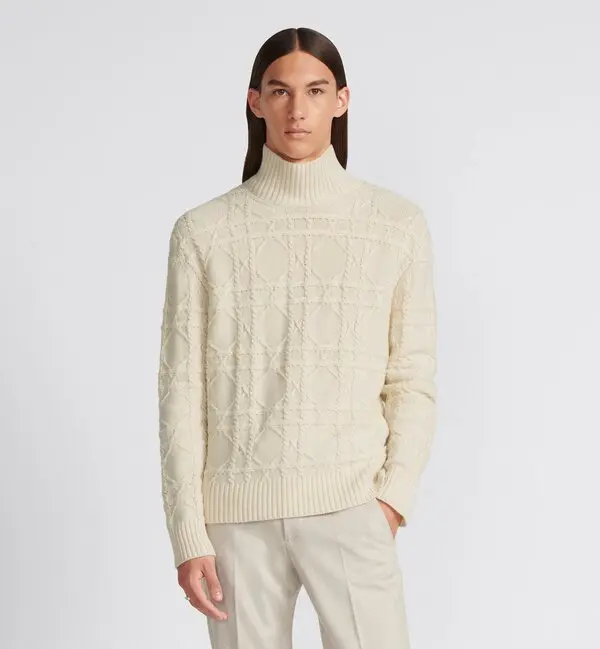 Dior Icons Sweater With Rattan Pattern - White
