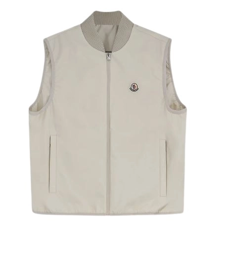 Moncler Logo Patch Detachable-sleeve Jacket - Beige