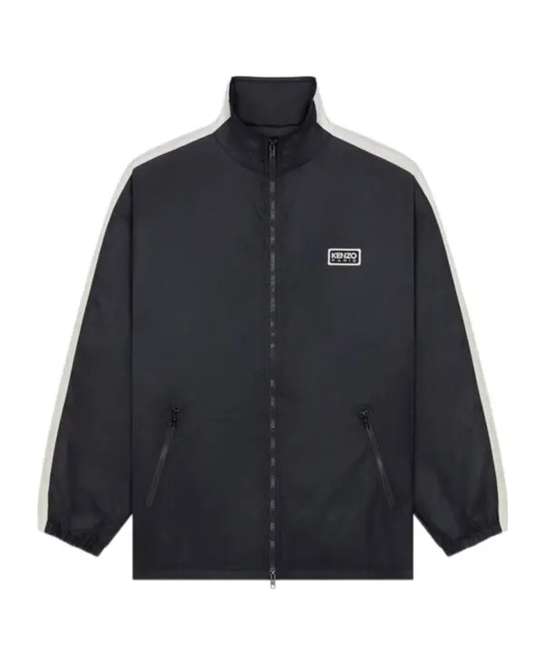 Kenzo Zipped Track Jacket With Contrast Stripes - Black