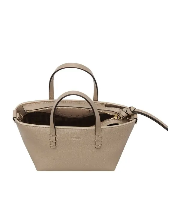 Fendi Mini Roll Logo Debossed Tote Bag - Dove-grey