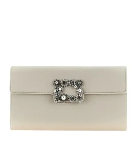 ROGER VIVIER Efflorescence Jewel Embellished Clutch - Grey