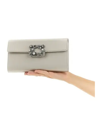 ROGER VIVIER Efflorescence Jewel Embellished Clutch - Grey