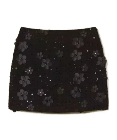 TWINSET Sequin Embellished Bouclé Miniskirt - Black