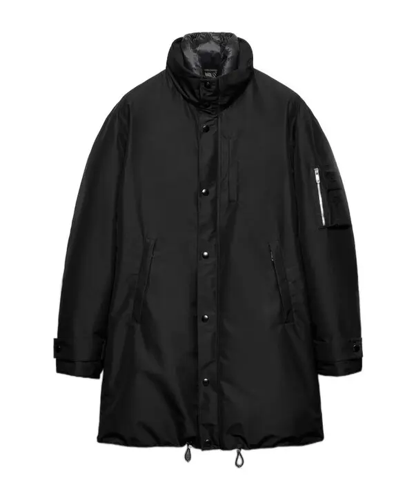 Prada High Neck Buttoned Coat - Black