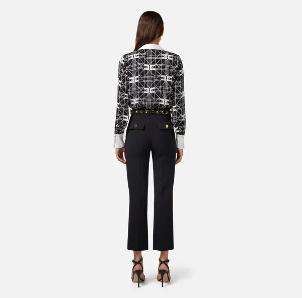 Elisabetta Franchi Allover Logo Printed V-neck Bodysuit
