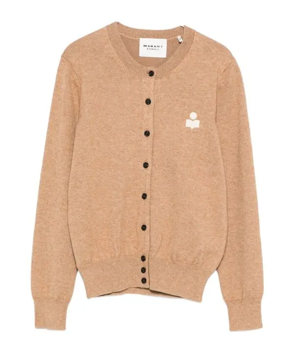 Isabel Marant Étoile Logo Embroidered Knitted Cardigan - Brown