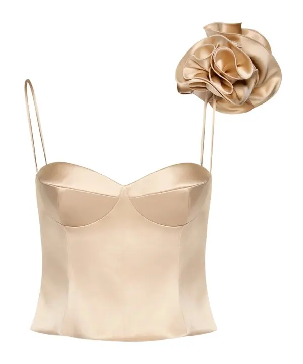 Magda Butrym Flower Appliqué Sweetheart Neck Tank Top