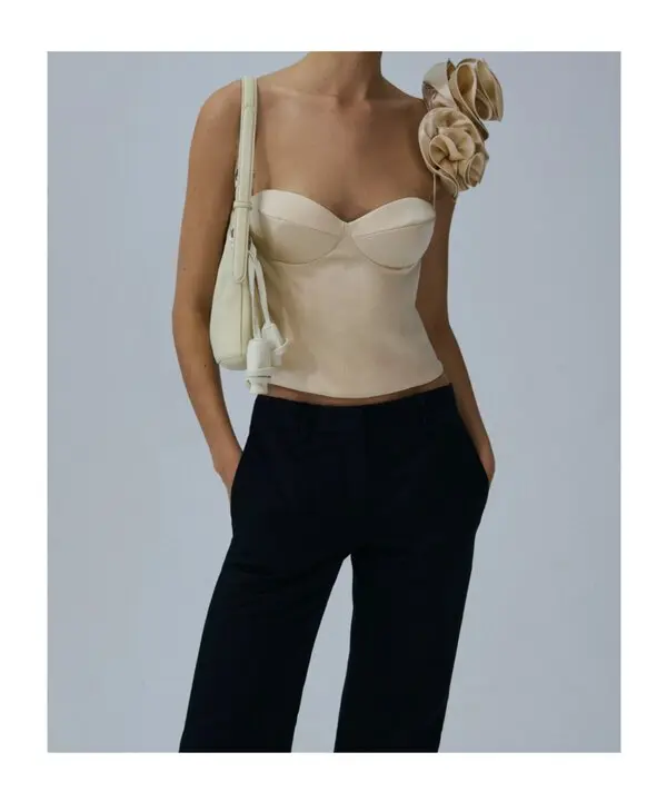 Magda Butrym Flower Appliqué Sweetheart Neck Tank Top