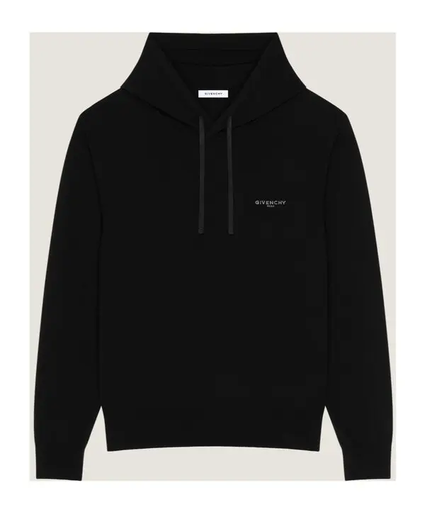 Givenchy Paris Signature Embroidered Drawstring Hoodie - Black