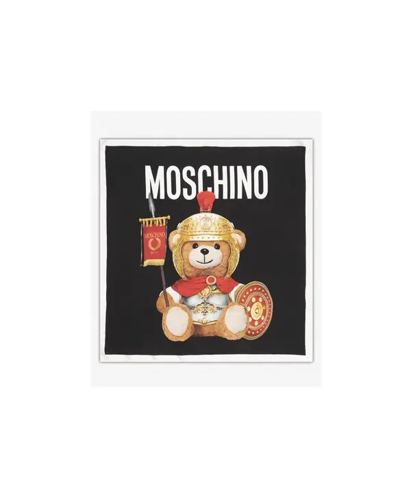 Moschino Roman Bear Printed Scarf - Black