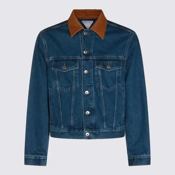 Bottega Veneta Contrast Collar Denim Jacket - Medium Blue