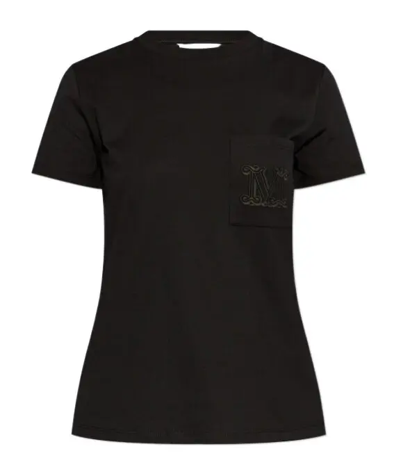 Max Mara Papaia Embroidered Logo Crewneck T-shirt - Black