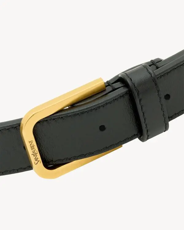 Saint Laurent Minimal Logo Engraved Belt