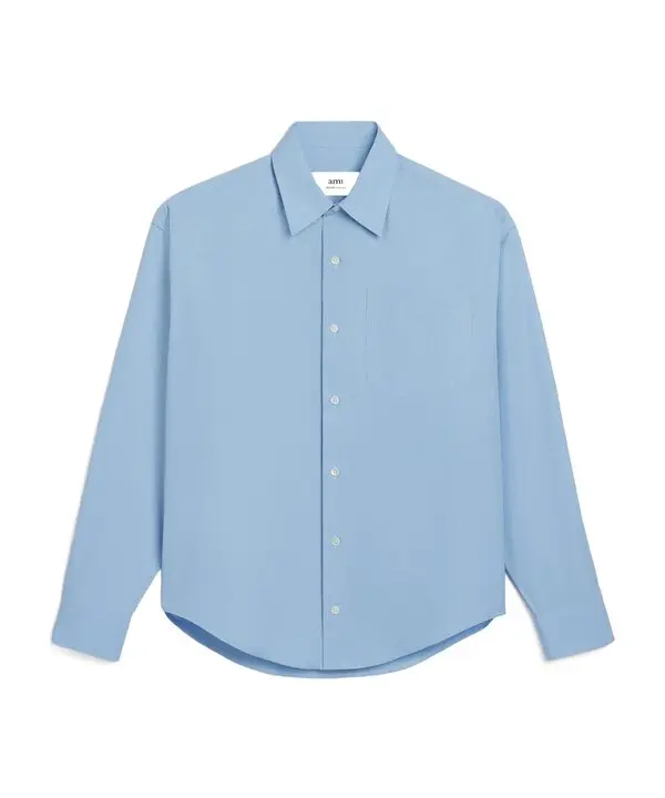 AMI Paris De Coeur Embroidered Long-sleeved Shirt - Blue