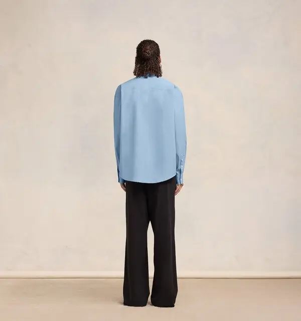 AMI Paris De Coeur Embroidered Long-sleeved Shirt - Blue