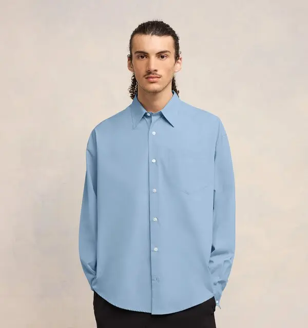 AMI Paris De Coeur Embroidered Long-sleeved Shirt - Blue