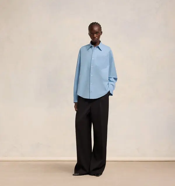 AMI Paris De Coeur Embroidered Long-sleeved Shirt - Blue