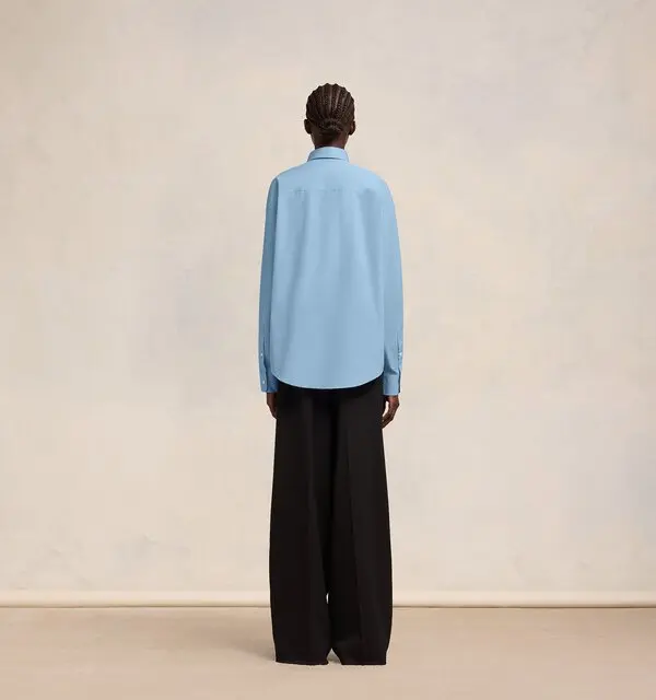 AMI Paris De Coeur Embroidered Long-sleeved Shirt - Blue