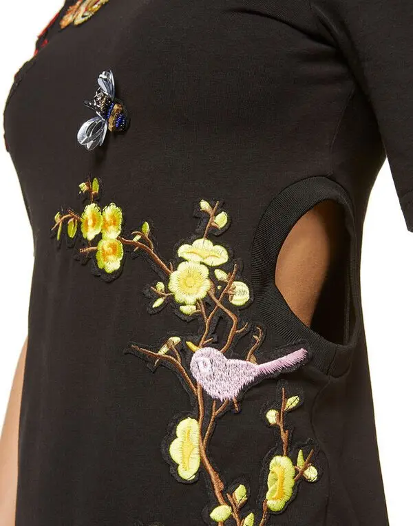Philipp Plein Embroidered Tiger And Floral T-shirt Dress
