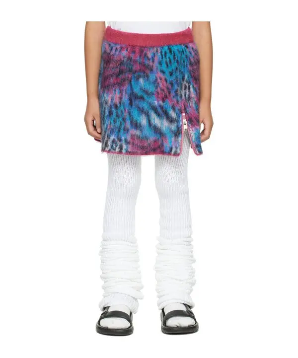 DOUBLET Jacquard Leopard Print Mini Skirt With Zipper Slit