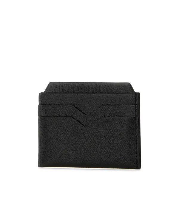 VALEXTRA Logo Flat Card Holder - Black