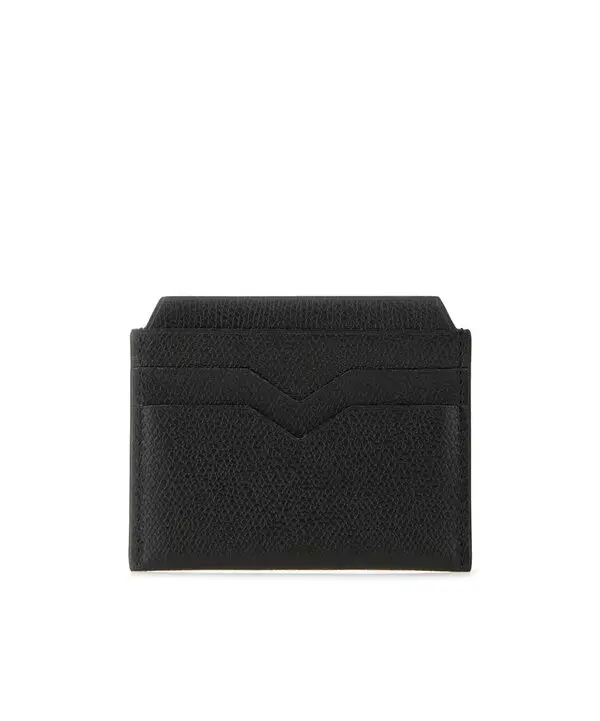 VALEXTRA Logo Flat Card Holder - Black