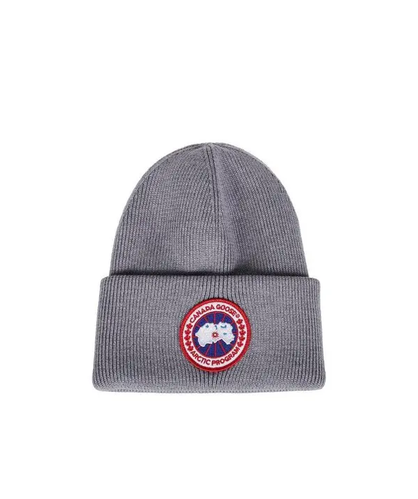 Canada Goose Logo Patch Wool Beanie - Gray