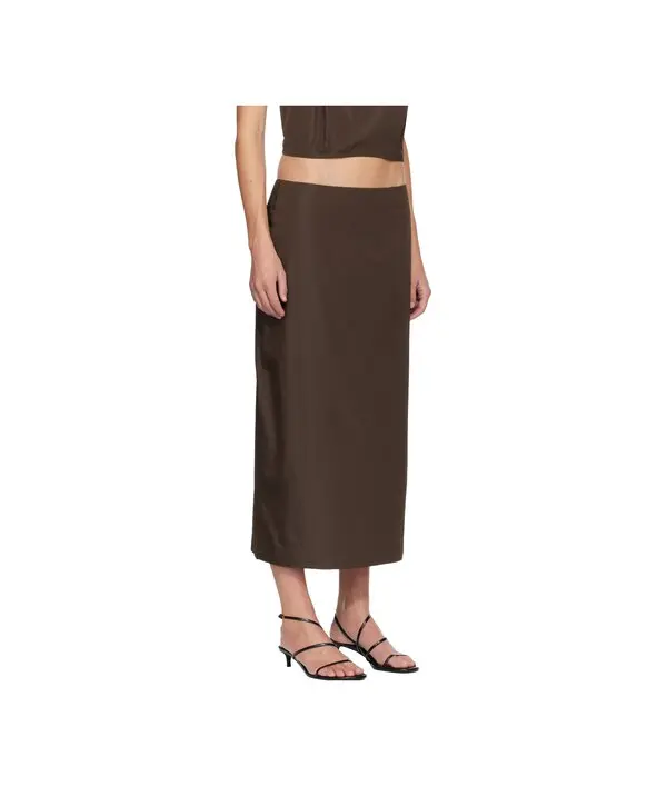 ST. AGNI Paper Taffeta Column Midi Skirt - Mocha