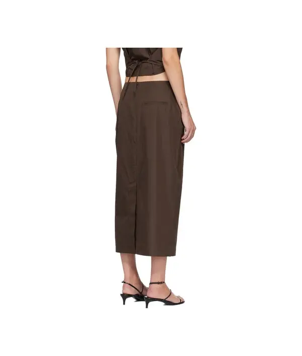ST. AGNI Paper Taffeta Column Midi Skirt - Mocha