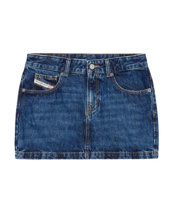 DIESEL® De-ron Whiskering Effect Denim Mini Skirt