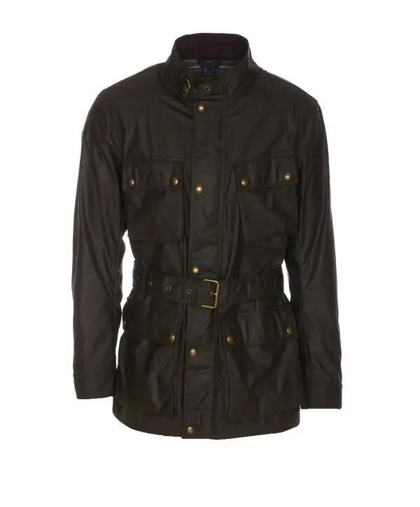 Belstaff Trialmaster Belted Waxed Jacket - Black