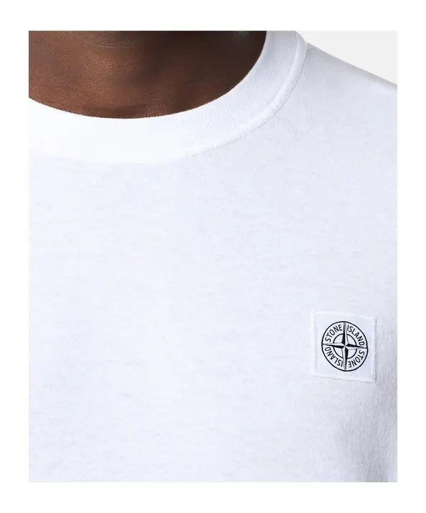 Stone Island Slim-fit Long-sleeve T-shirt With Compass Patch - White
