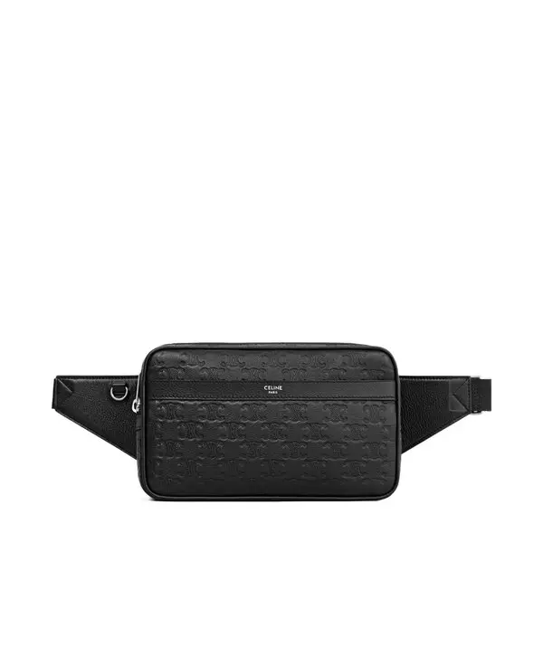 Celine Belt Bag In Embossed Calfskin - Black