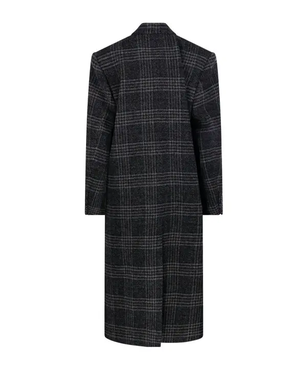 Isabel Marant Étoile Double-breasted Checked Long Coat - Grey